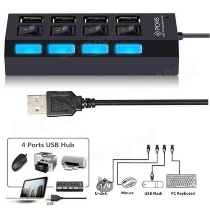 USB HUB - 4 Port USB 2.0 - With Switch ON/OFF Button - Allows Multiple ...