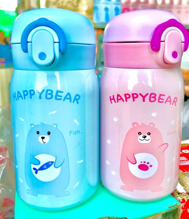 350ml Happy Bear Original Imported Vacuum Flask Water Bottle Insulated, Stainless Steel Water ...