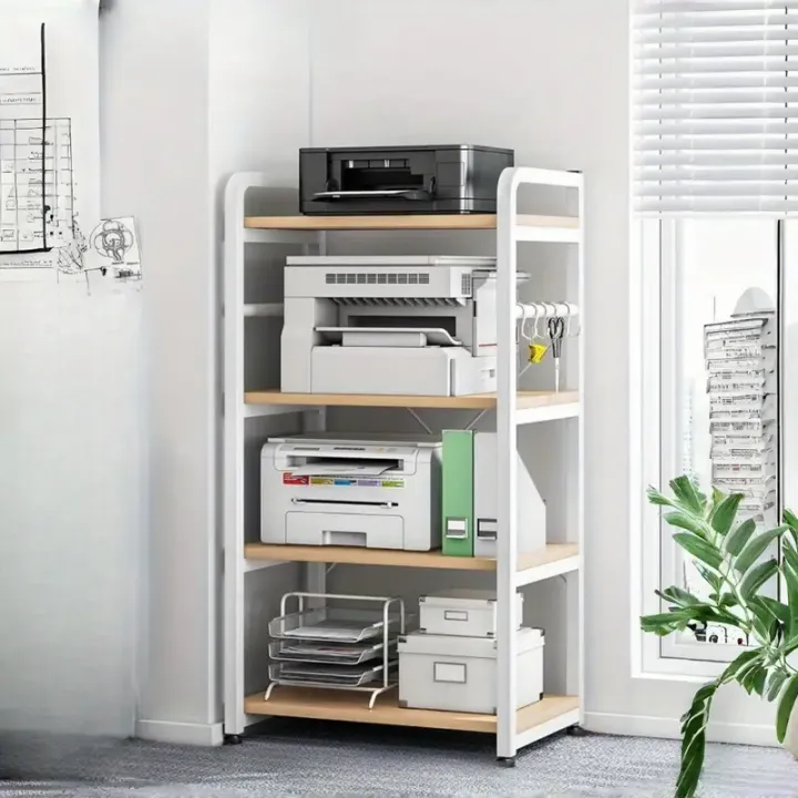 Versatile Multi-Tier Iron Printer Stand with Storage Shelf for Office ...
