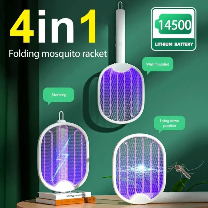 Foldable Electric Mosquito Killer Fly Swatter Trap USB Rechargeable ...