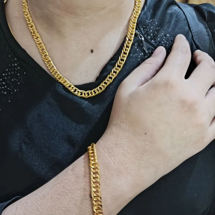 Top Trend Stylish Facny Stainless Steel Gold Italian Neck chain+Braclet ...