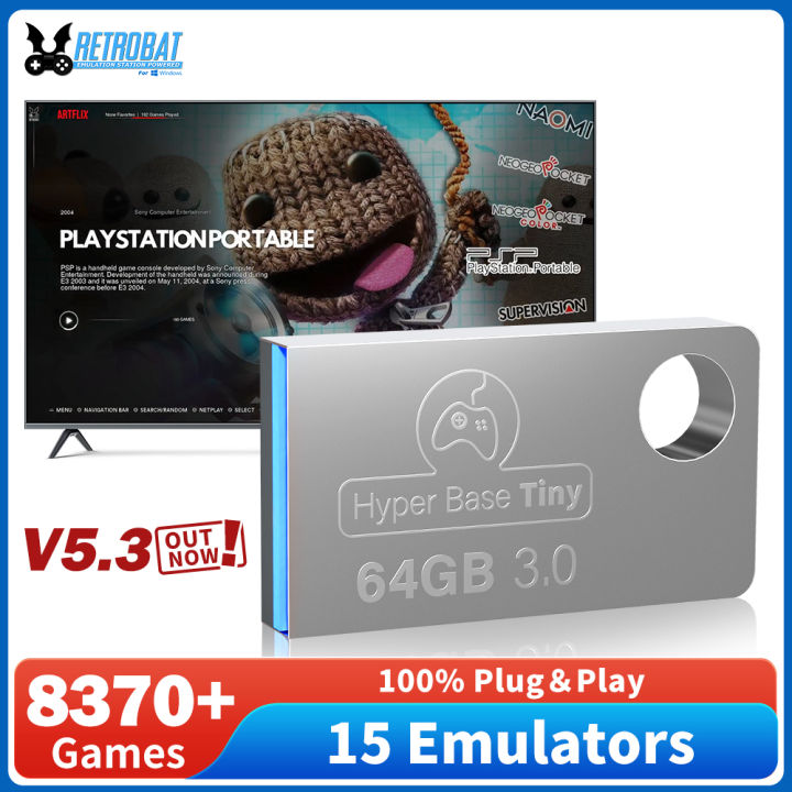Retrobat 64G USB 3.0 Disk 15 Emulators＆8731 Retro Games for PSP/DC/N64 ...