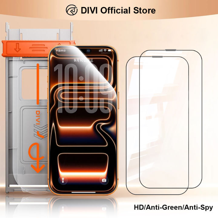 DIVI 2PCS Glass Screen Protectors for IPhone 17 15 16 Pro Max 3D Full ...