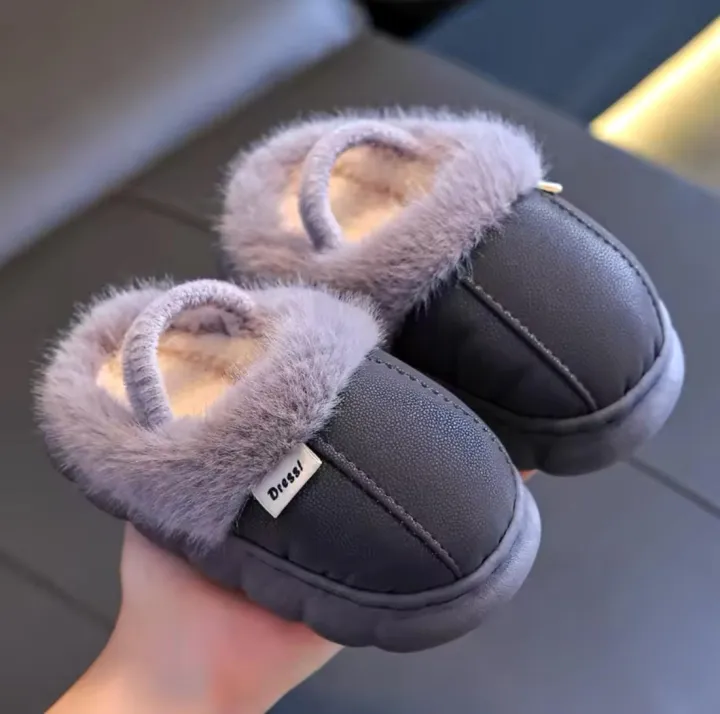 Children’s Warm Winter Slippers | Waterproof Leather Upper with Soft ...