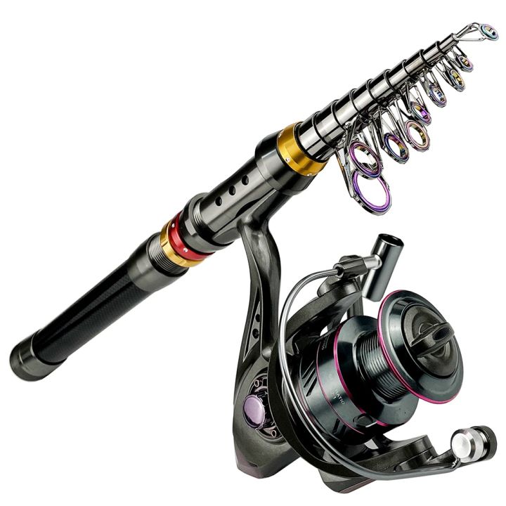 1.8-3.6m Carbon Fiber Fishing Rod And Reel Combo Super Hard Telescopic ...