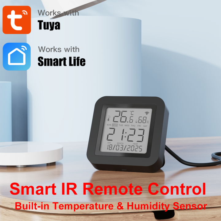 Tuya WiFi Thermometer Hygrometer with IR Remote Control for AC TV ...