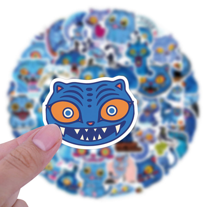 50/100Pcs Funny Blue Cat Meme Stickers Blue Tiger Vinyl Waterproof for ...