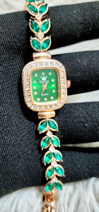 Gorgeous Green Gem Stone Watch for Ladies wristwatch | Daraz.com.bd