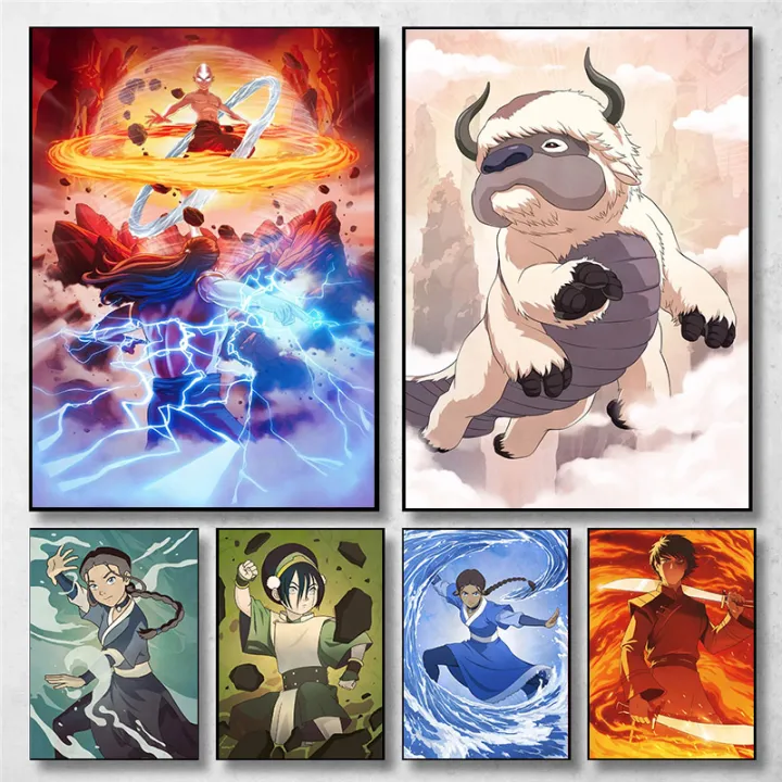 Avatar: The Last Airbender Avatar Aang Vs Ozai Appa Art Poster Canvas ...
