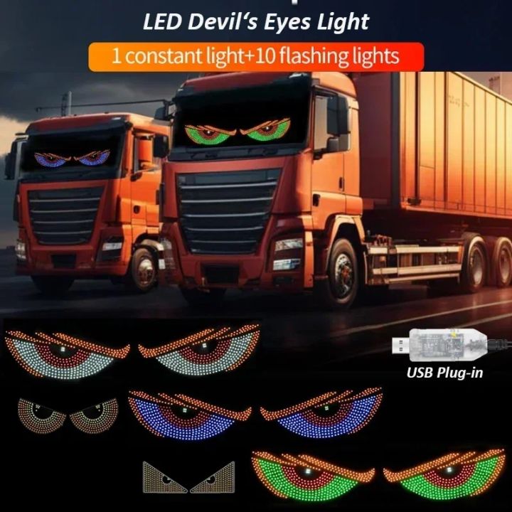 USB Dynamic Devil Eyes Light Car Windshield Dynamic LED Matrix Panel ...