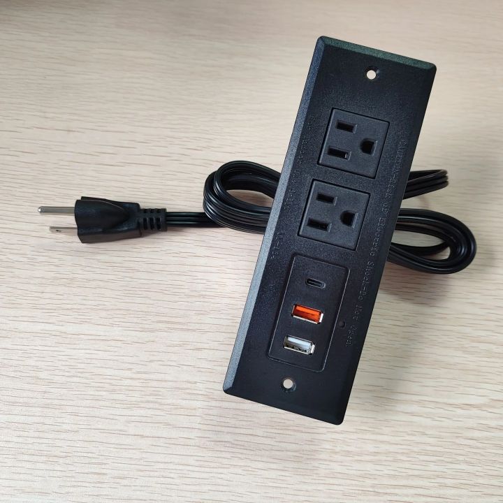 US Table Power Sockets 15A USB 2 Outlets 2 USB 1 Type-c 110 220v Office ...
