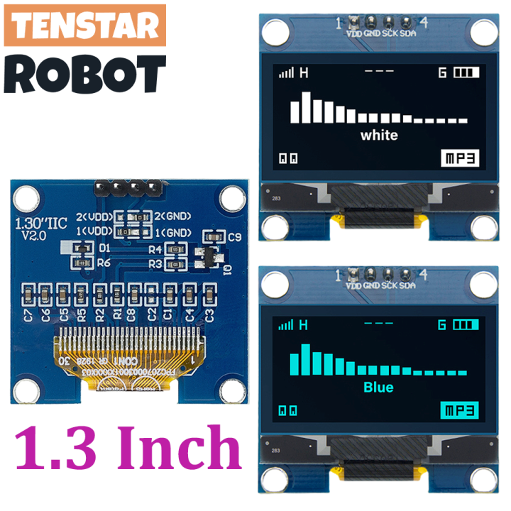 1.3" OLED Display Module White Blue Color Drive Chip SH1106 128X64 1.3 ...