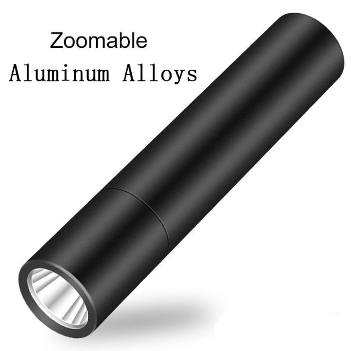 Mini Portable LED Flashlight USB Rechargeable Small Pocket Light Built ...