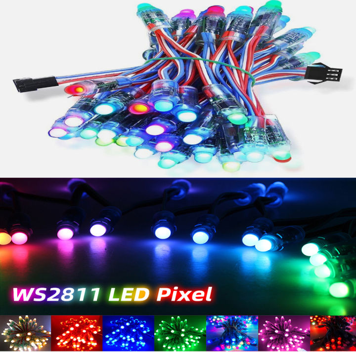50pcs DC 5V 12V WS2811 Full Color LED Pixel Light Module 12mm 10cm Wires IP68 Waterproof RGB ...