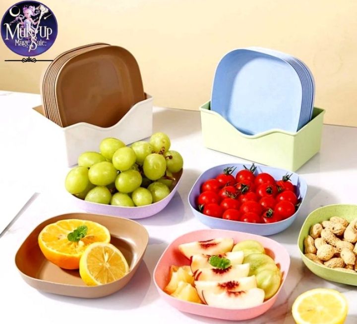 10psc Multi-functoin Spit bone plate set dish House food Graden plastic ...