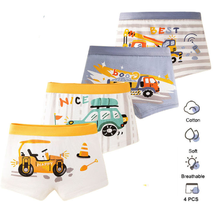 ShopSphere 4 Pieces/Pack Boys Cotton Underwear Assorted Cars Patterns ...