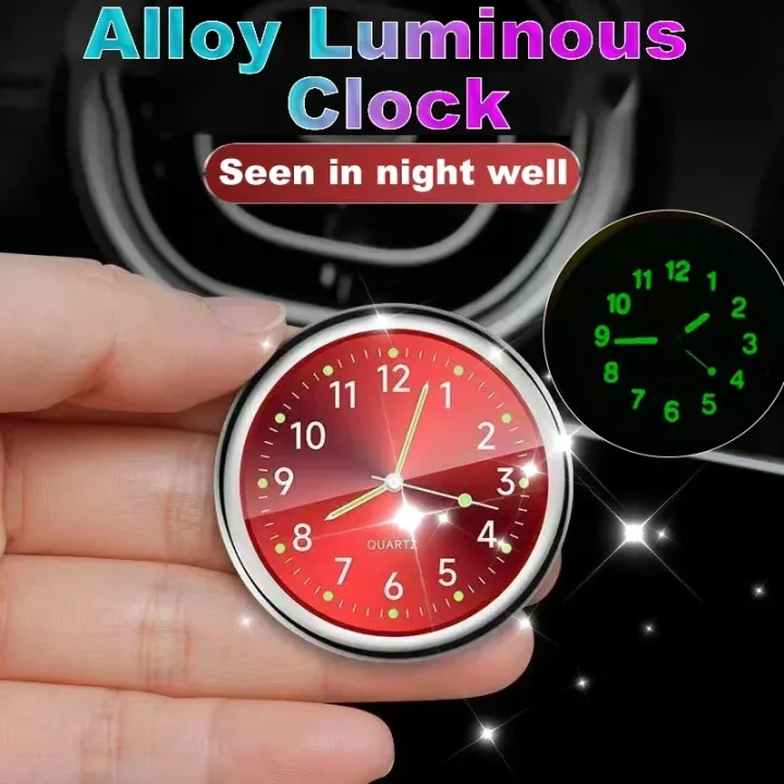 Luminous Car Clock Automobiles Internal Stick-On Watch Mechanics Quartz ...