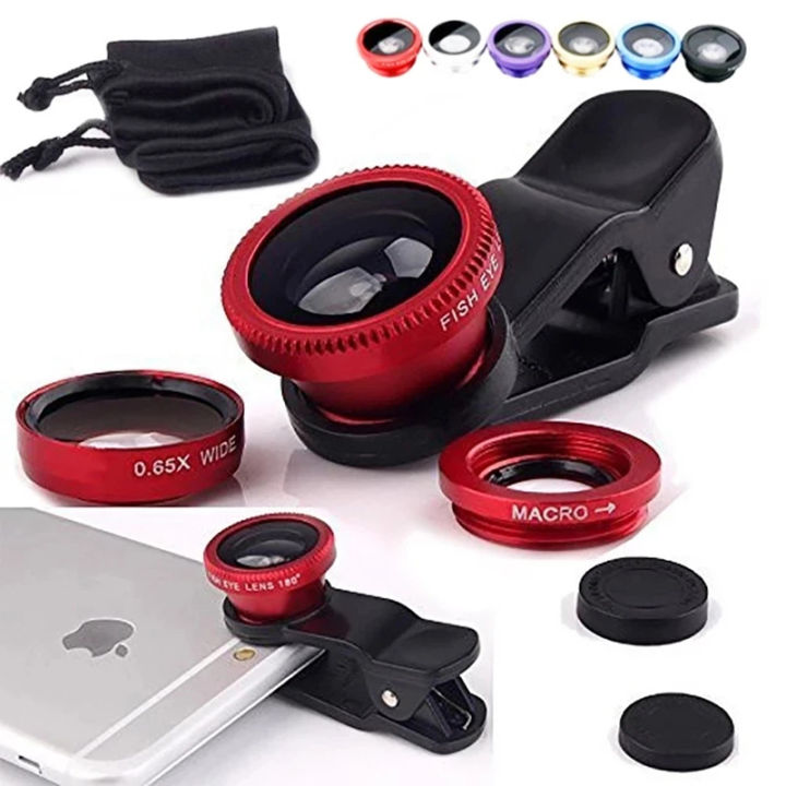 3in1 Fisheye Lens Wide Angle Micro Camera Lens for iPhone Samsung ...