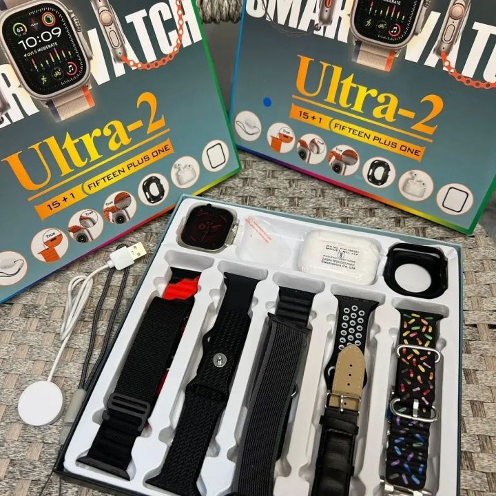 Ultra 2 Smart watch 49mm large Dial | 12 in 1 combo With Airpods Pro ...