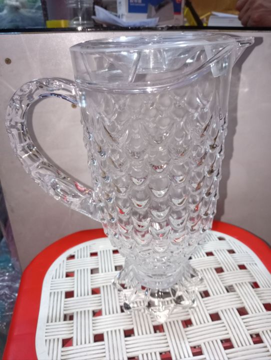 Leading Ware 2.5 Quarts Water Pitcher with Lid, Diamond Cut Unbreakable ...