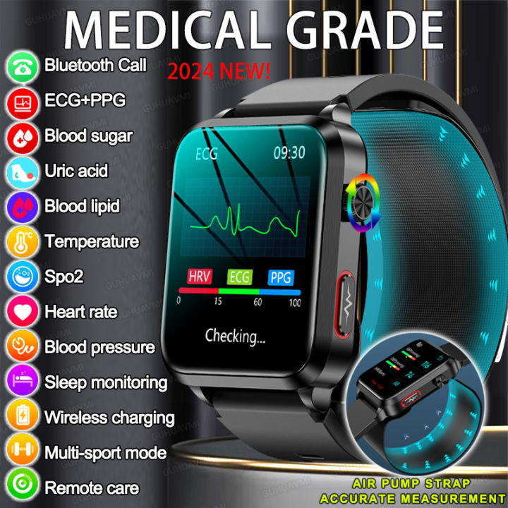 2024 New Precision Blood Pressure ECG+PPG Measure Smart Watch Air Pump ...