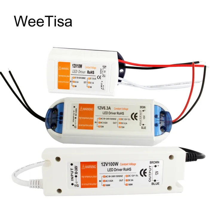 12V LED Driver AC 110V 220V to DC 12V Power Supply 18W 28W 48W 72W 100W ...
