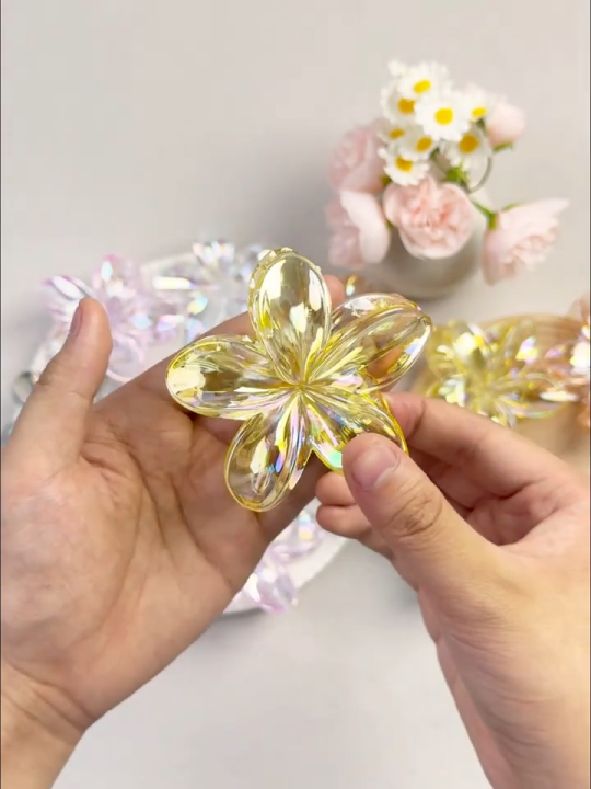 1 PC Trendy and Viral Korean Transparent 🌺 Flower hair Claw Clip Large ...
