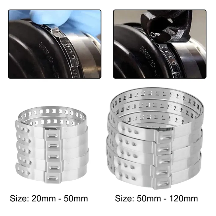 5Pcs 20-50/50-120mm Adjustable Auto Fasteners Axle CV Joint Boot Crimp ...