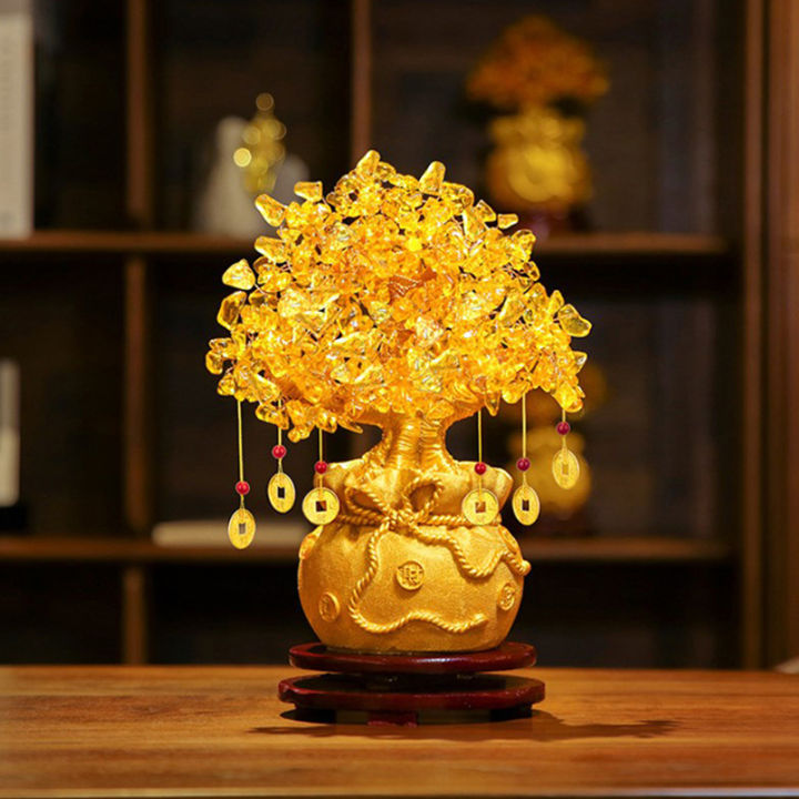 Lucky Tree Wealth Yellow Crystal Tree Natural Money Tree Ornaments ...