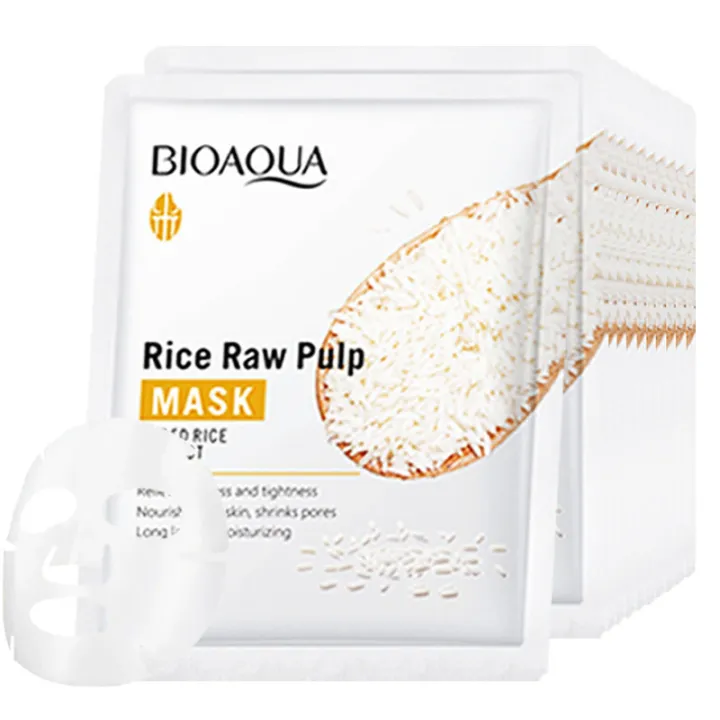 10pcs BIOAQUA Rice Raw Pulp Facial Masks skincare Moisturizing Firming Hydrating Face Mask ...