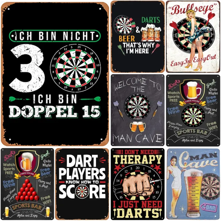 Metal Tin Signs Darts Player Wall Decoration Plaque Vintage Art Poster ...