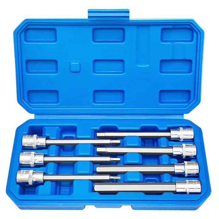 Extra Long Hex Bit Socket Set 7 Piece H3-H10 CR-V and S2 Material 3/8 ...