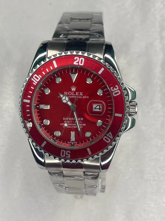 Luxury Steel Red Colour Dial Quartz Casual Design Watch For Men | Daraz ...