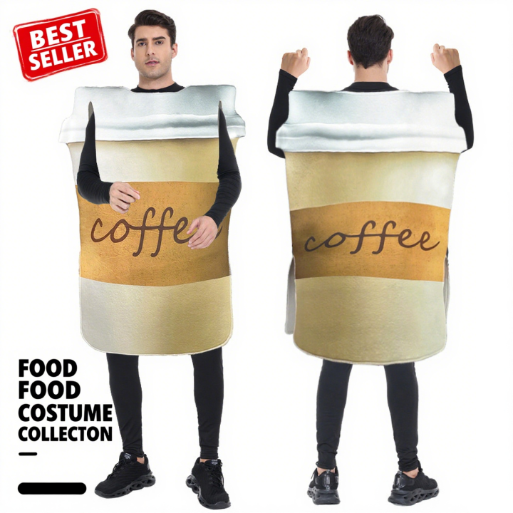 Adult Coffee Cup Costume Fun Drink Themed Outfit Halloween Carnival ...