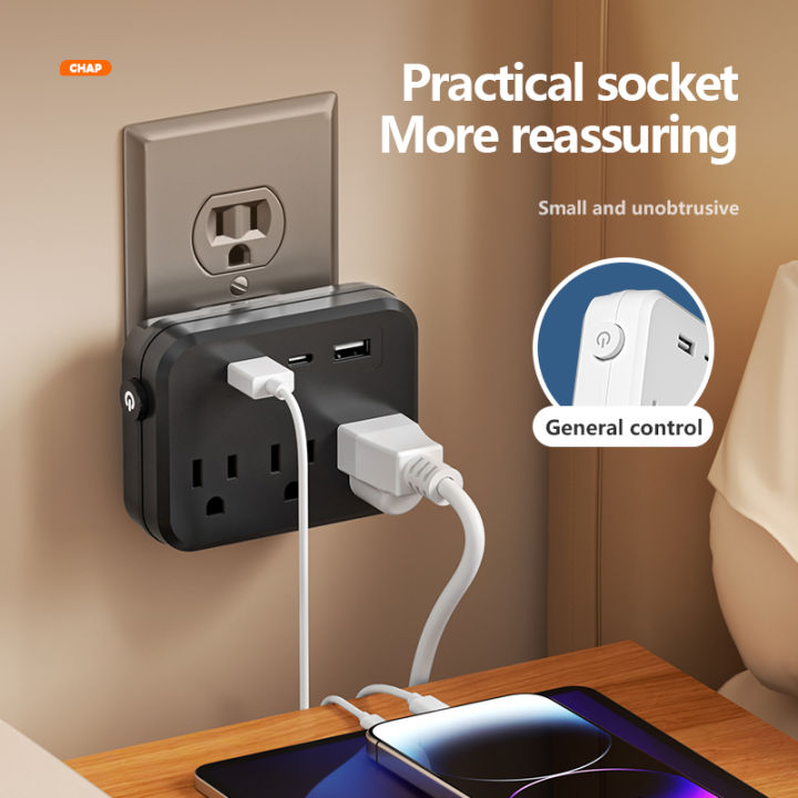 US plug socket socket power socket without extension cord or USB Type-C ...