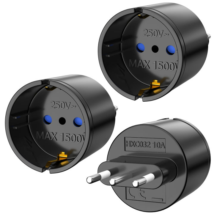 3PCS 1500W Europe Germany to Italy Travel Adapter 10A 250V Power Plug ...
