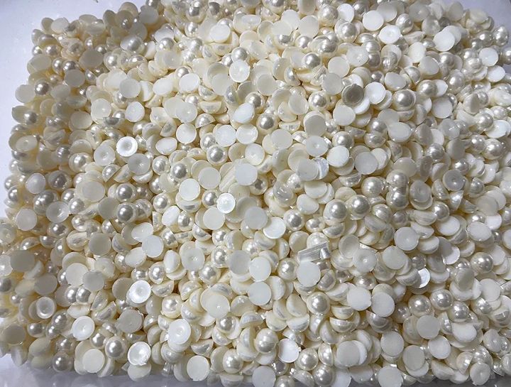 6mm Half Round Pearl Beads 50 Pcs Flat Back for Jewelry Making DIY ...