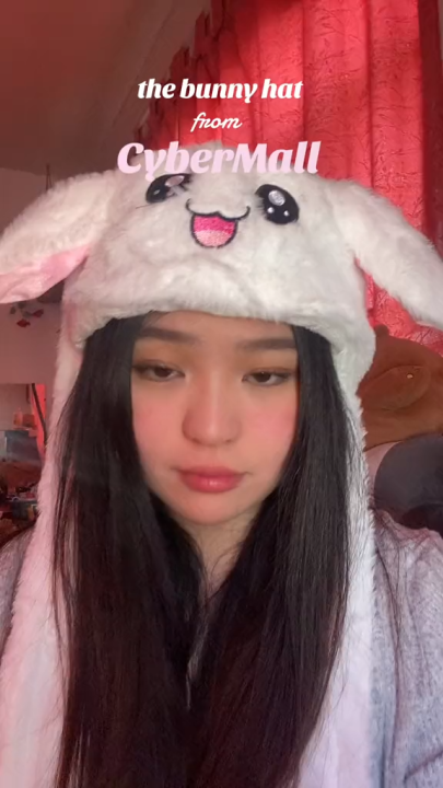 Soft Plush Moving Rabbit Ear Cap | Fluffy Bouncy Bunny Hat with LED ...