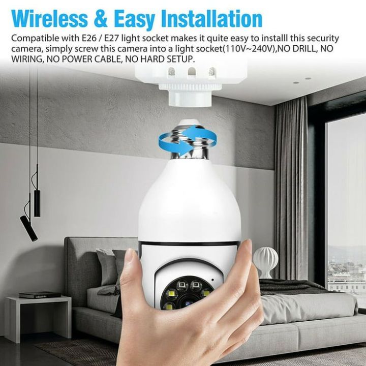 Bulb Camera Security PTZ HD Bulb Camera WIFI PTZ IP Camera v380 Pro 360 ...