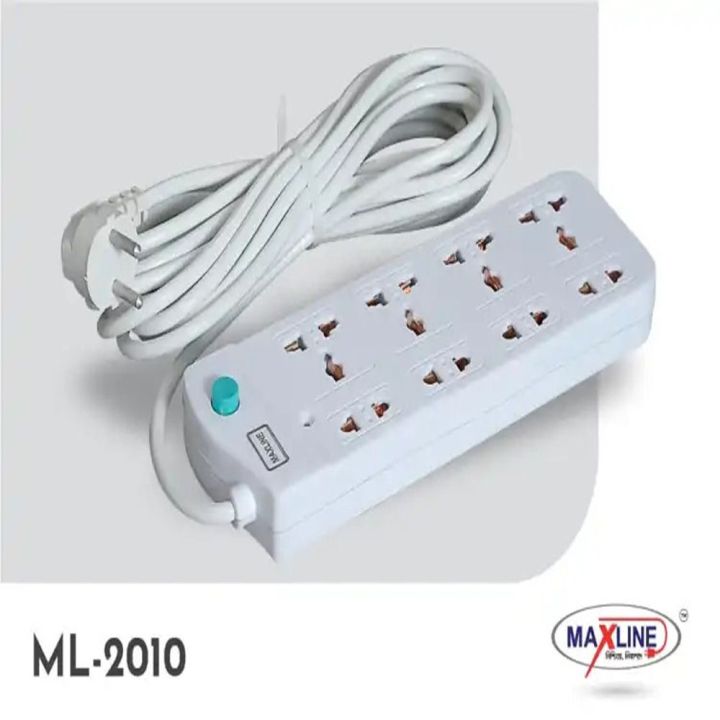 Multi Plug Maxline ML-2010 Multiplug 8 Port Extension Socket 10 Feet ...