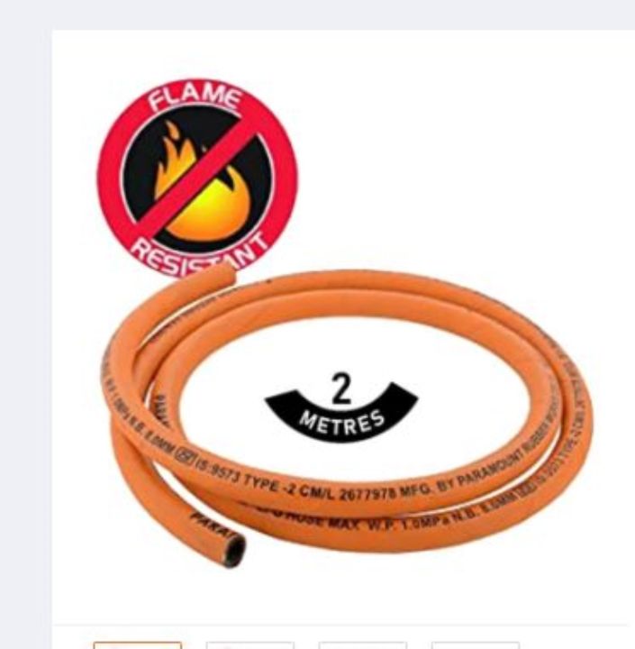 LPG gas 2 Meter Gas Pipe with 2 Hose Clump (Steel Wire Reinforced ...