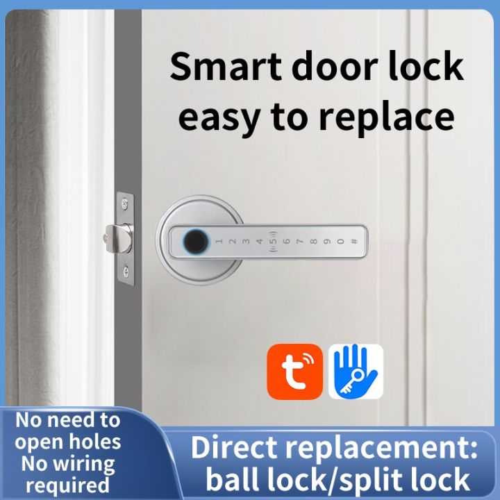 Fingerprint Door Lock - Smart Door Handle, Biometric Door Lock with App ...