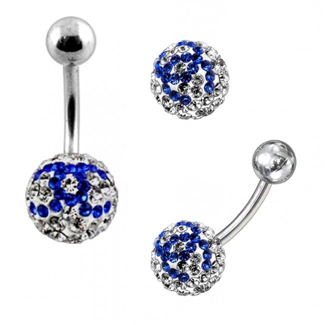 Blue and White round navel ring belly jewelry | Shop.com.mm