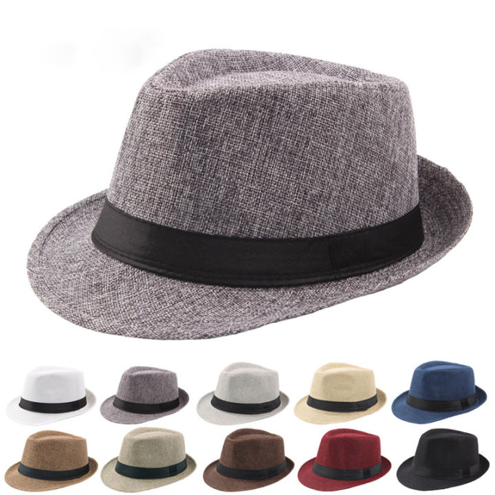 Trendy Wide Brim Men Straw Hat Women Summer Solid Color Fedoras Jazz ...