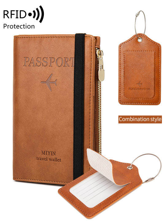 Minimalist and fashionable RFID travel passport set+PU luggage label 2 ...