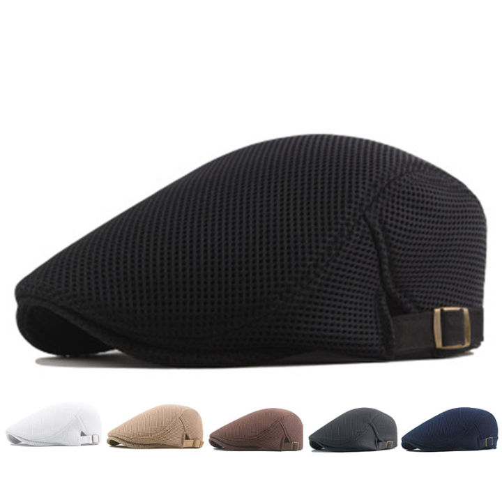Men Mesh Newsboy Caps British Painters Hats Spring and Summer Ventilate ...
