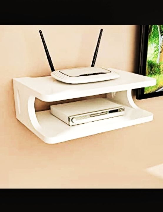 Wooden Wifi Router Stand - 2 Layers Floating Shelf - Phone Rack - Top ...
