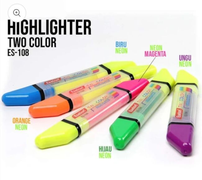 Two Color Highlighter - Florescent Colours | Daraz.pk