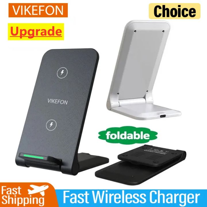 VIKEFON Dual Coil Wireless Charger Stand Pad For iPhone15 14 Pro Max ...