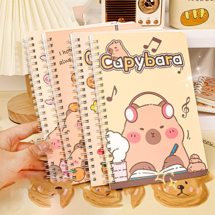 1/4PCS A5 Notebook Cartoon Capybara Line Circle Cute Diary Book Exam ...